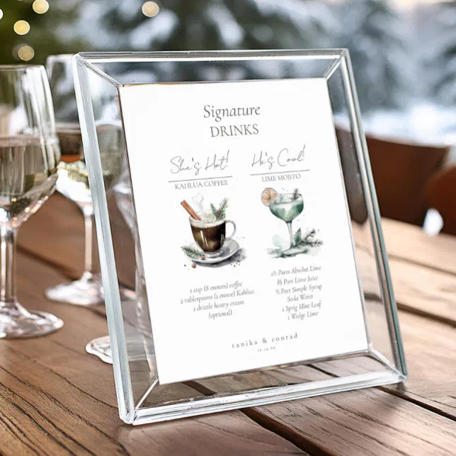 Rustic Winter Wedding Signature Drinks ID1049 Poster | Zazzle