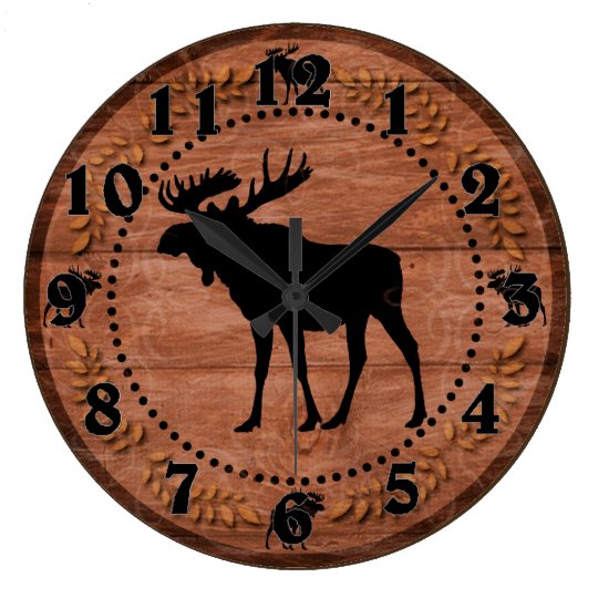 Rustic wooden moose circle wall clock | Zazzle.co.uk