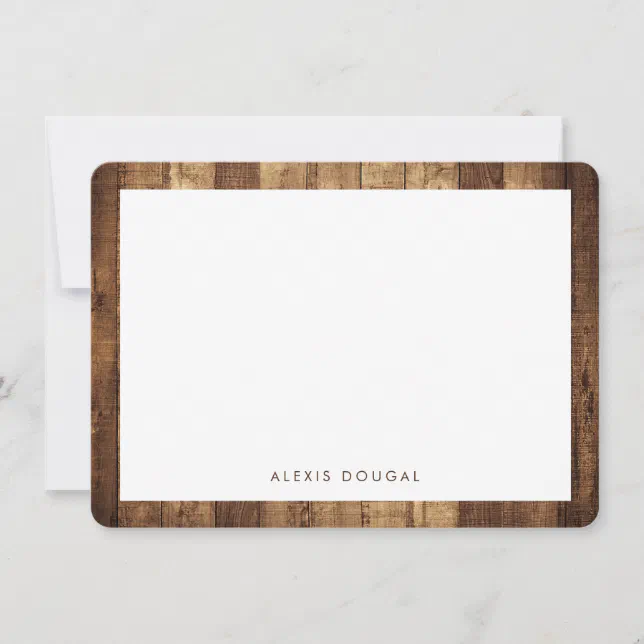 Rustic Woodgrain Farmhouse Personalised Stationery Card | Zazzle