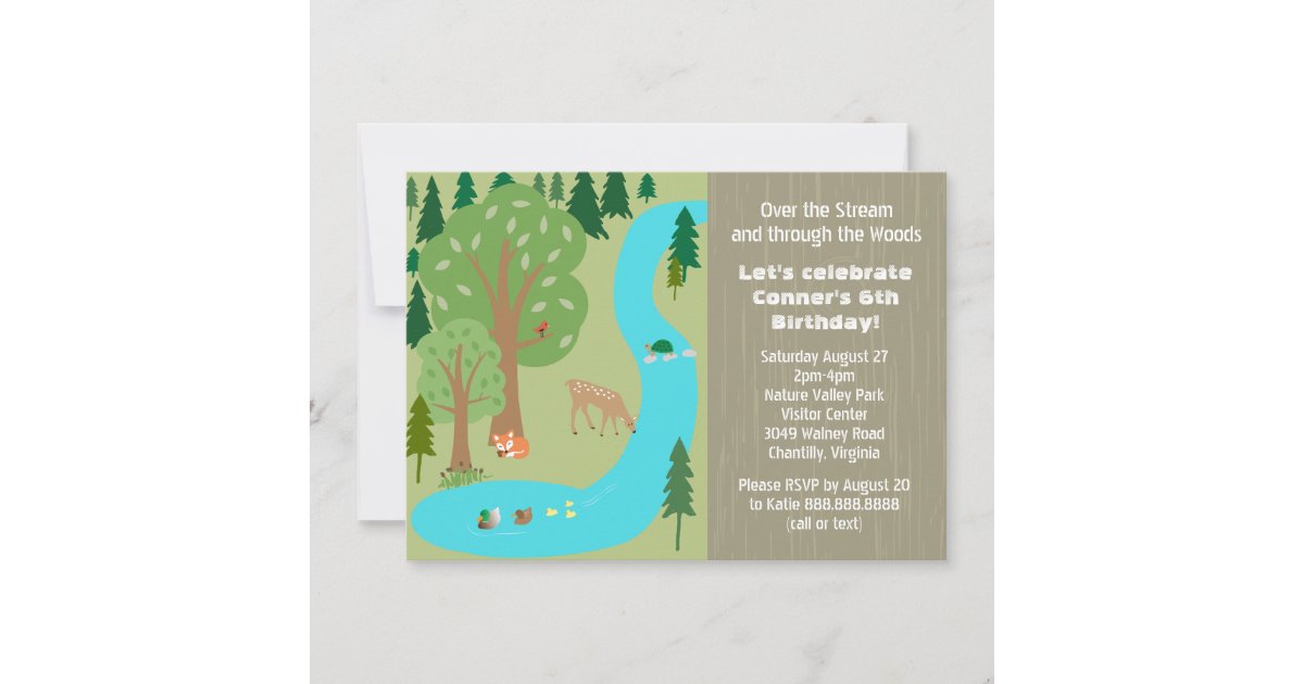 Rustic Woodland Nature Birthday Party Invitation | Zazzle