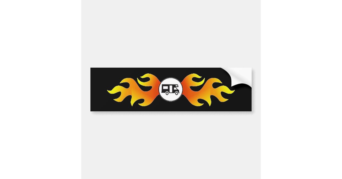 RV with flames Bumper Sticker | Zazzle