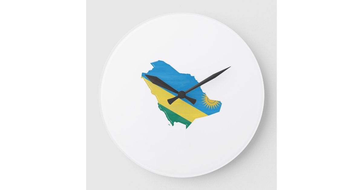 Rwanda flag and map large clock | Zazzle