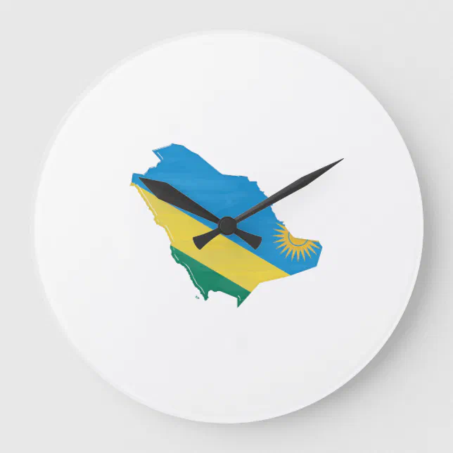 Rwanda flag and map large clock | Zazzle