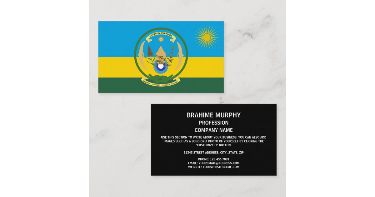 Rwandan Flag & Seal, Flag of Rwanda Business Card | Zazzle