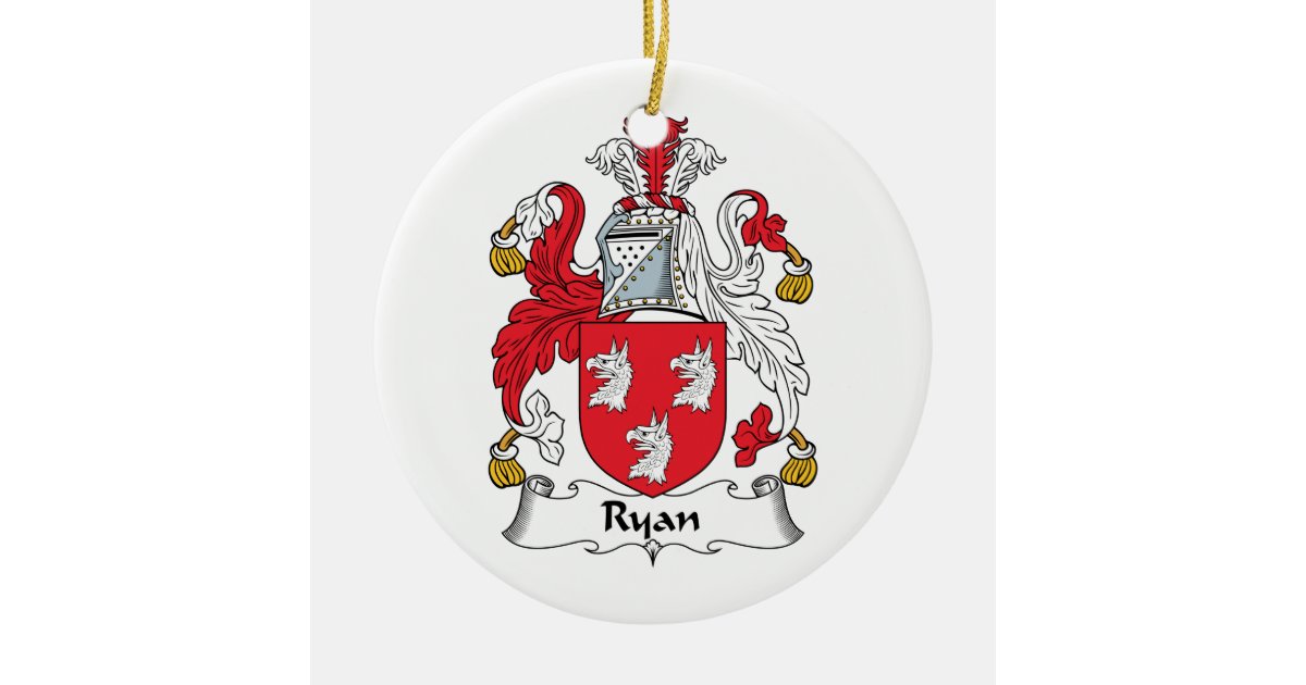 Ryan Family Crest Ceramic Tree Decoration | Zazzle