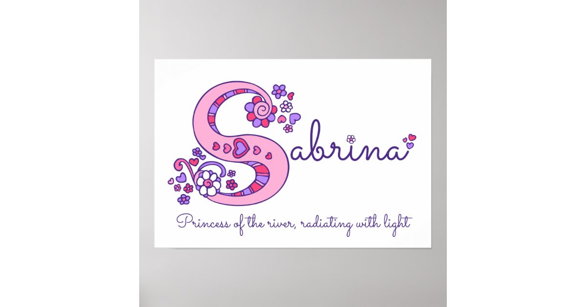 S monogram art Sabrina girls name meaning poster | Zazzle