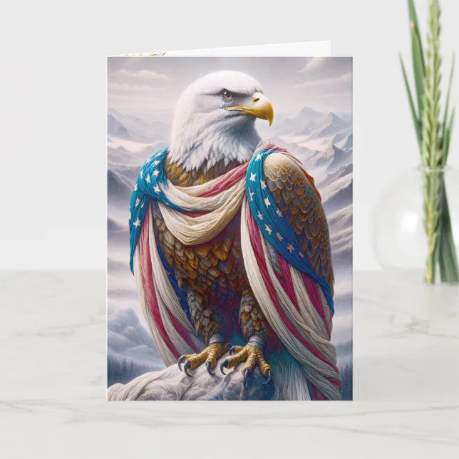 Sad Bald Eagle with Flag 4th of July Card | Zazzle