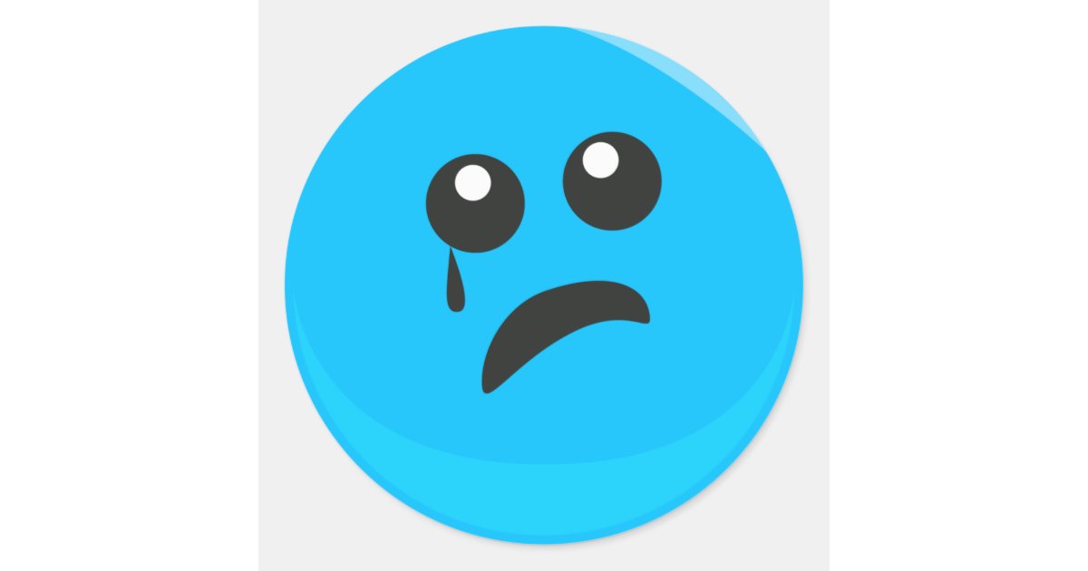 Sad Crying Cute Face Classic Round Sticker | Zazzle