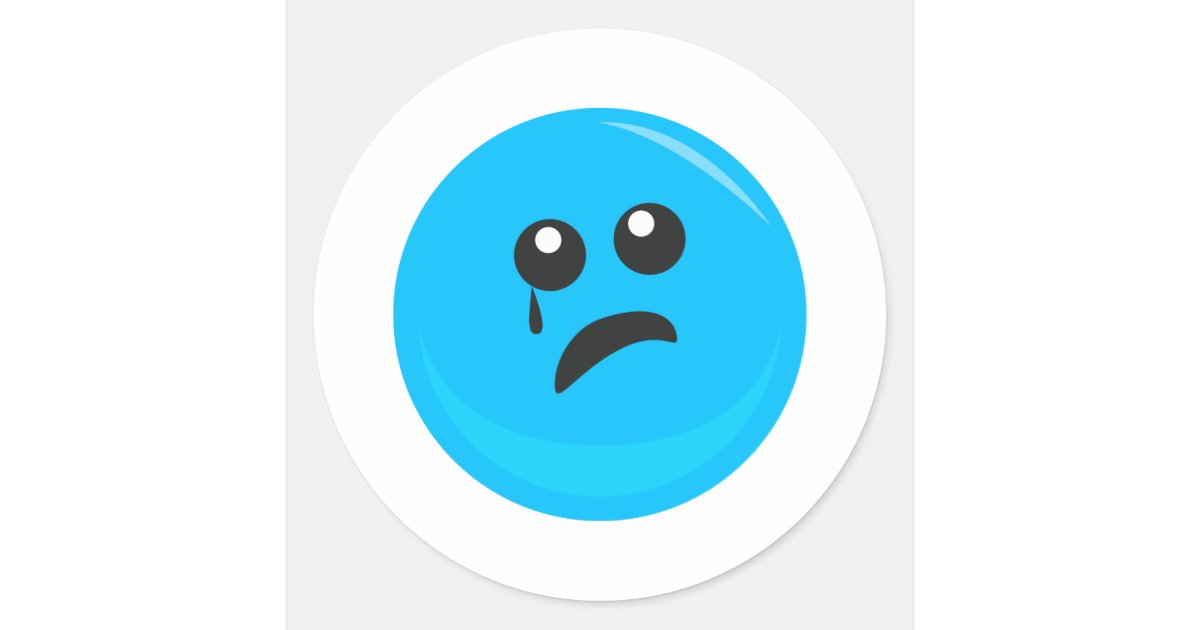 Sad Crying Cute Face Classic Round Sticker | Zazzle