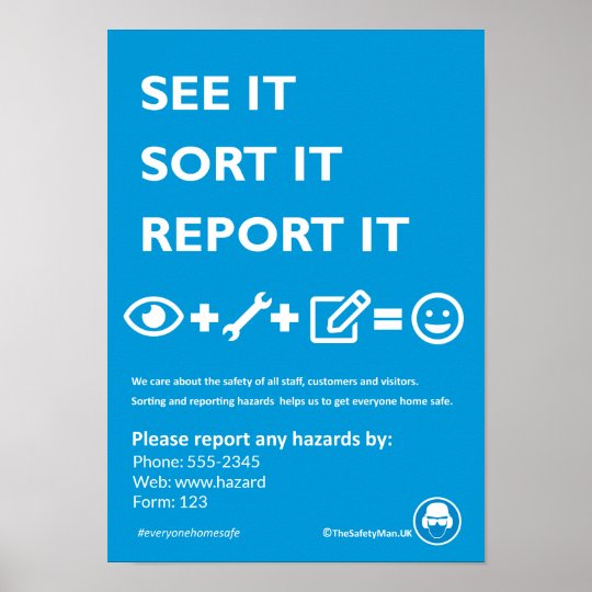 Safety Hazard Reporting Poster (editable) | Zazzle.co.uk