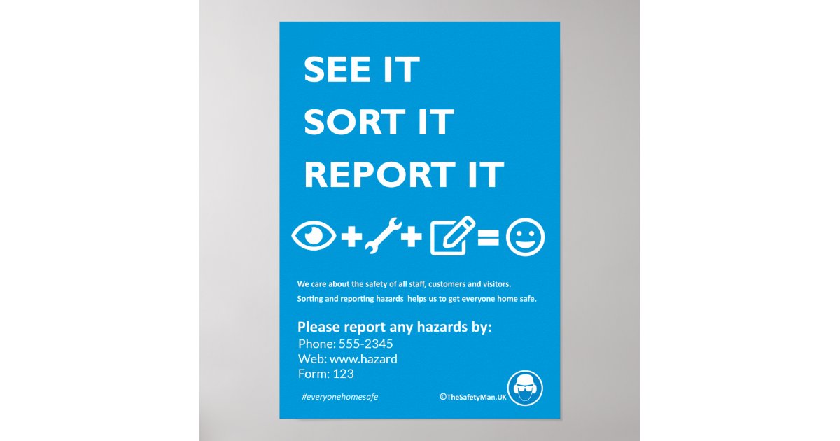 Safety Hazard Reporting Poster (editable) | Zazzle