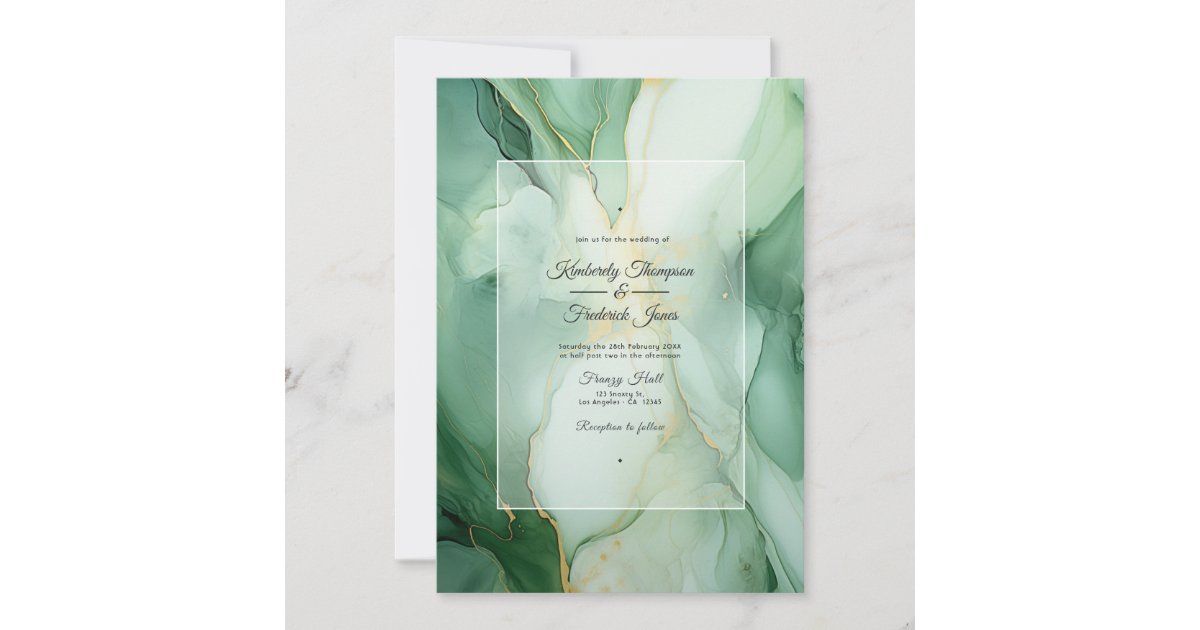 Sage and Ivory Ink Wedding Invitation | Zazzle