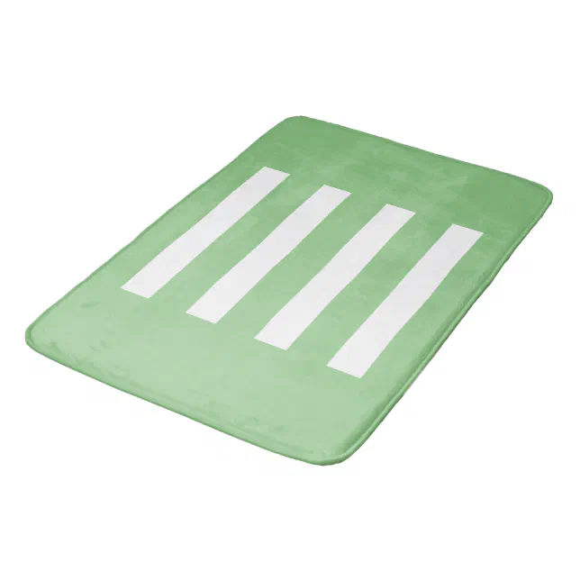 Sage and white Stripes in the middle. Bath Mat | Zazzle