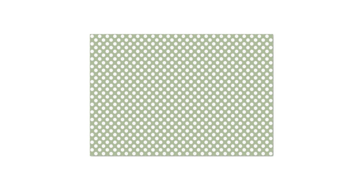Sage Green and White Polka Dot Tissue Paper | Zazzle