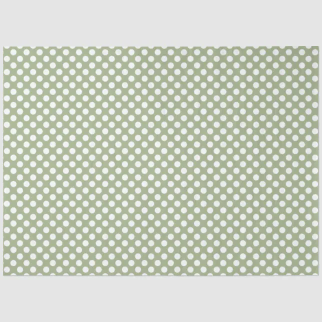 Sage Green and White Polka Dot Tissue Paper | Zazzle