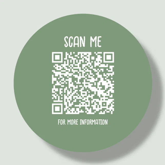 Sage Green | Business QR Code Scannable Classic Round Sticker | Zazzle