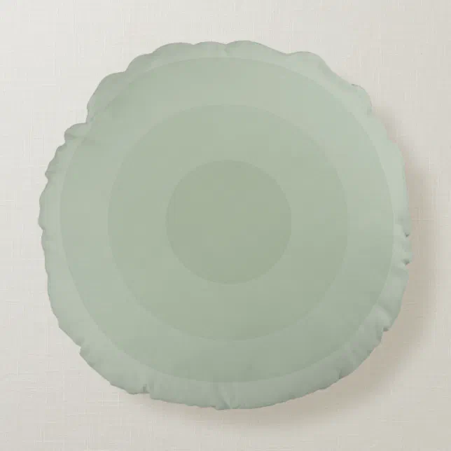 Sage Green Minimalist Circle Gradient Round Cushion | Zazzle