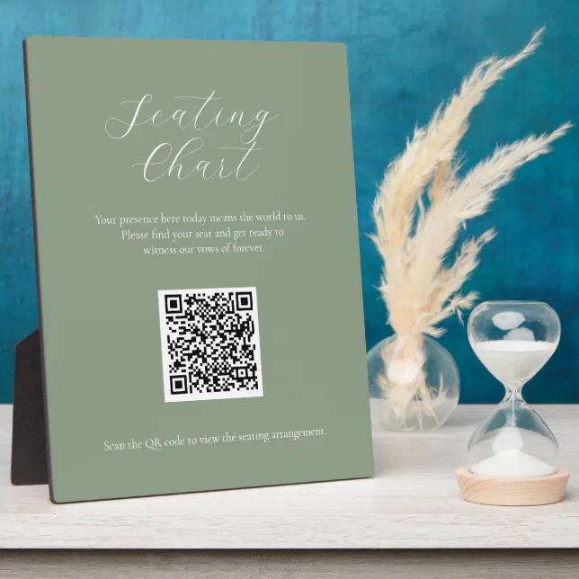 Sage Minimal Chart Sign with QR Code Plaque | Zazzle