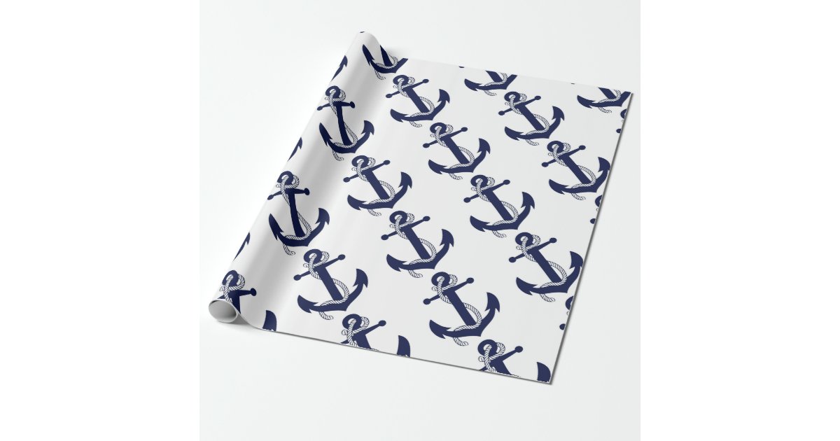 Sailing Anchor Navy Wrapping Paper | Zazzle