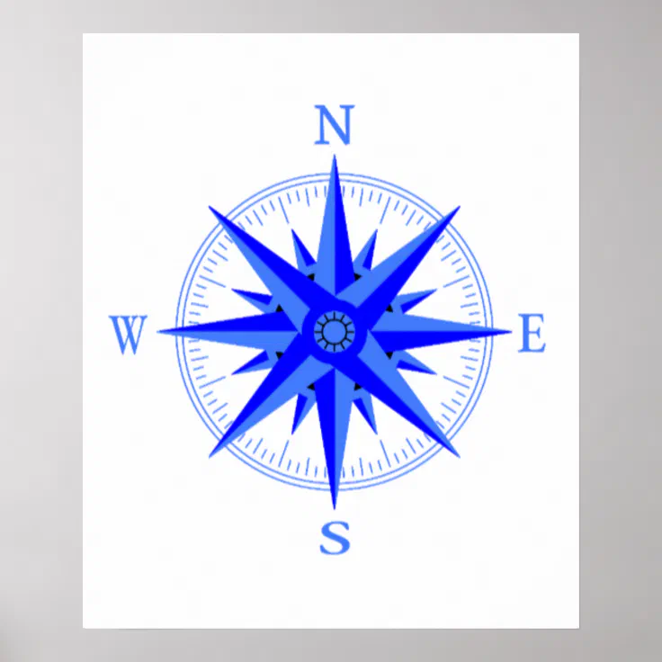 Sailing - Wind Rose Compass Nautical Shirt Poster | Zazzle