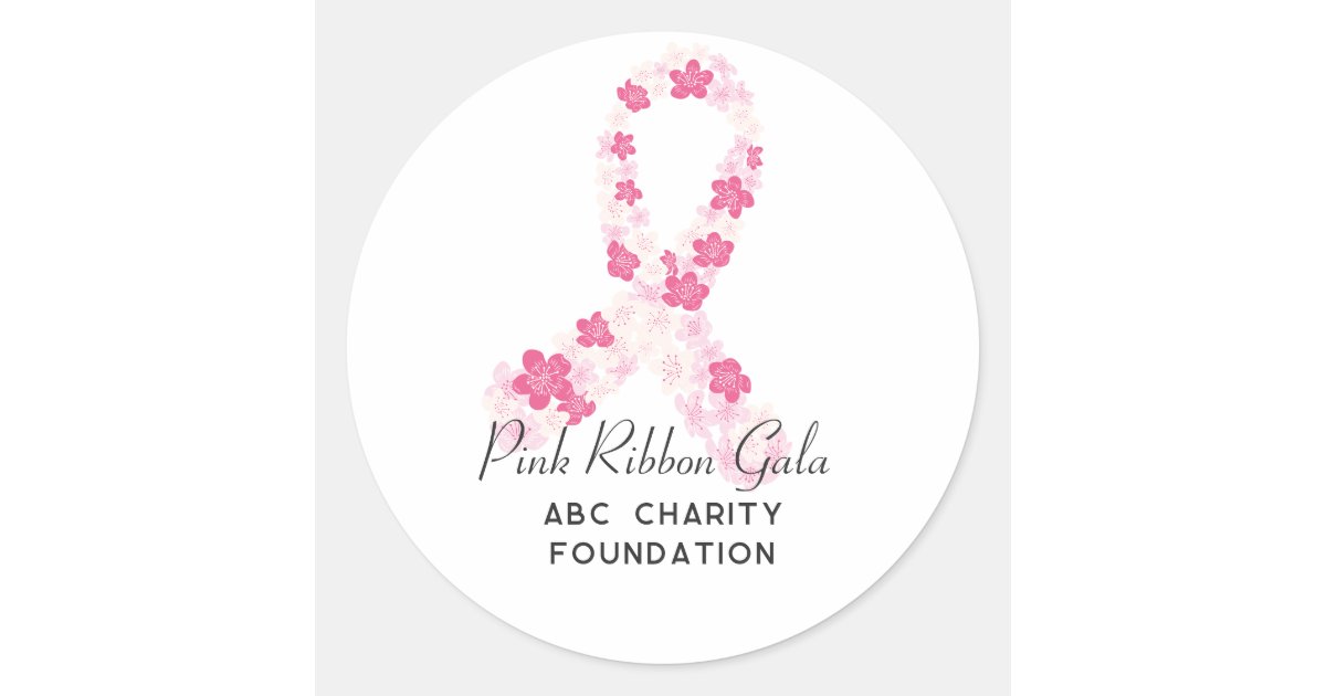 Sakura Pink Breast Cancer Fundraiser QR Code Classic Round Sticker | Zazzle