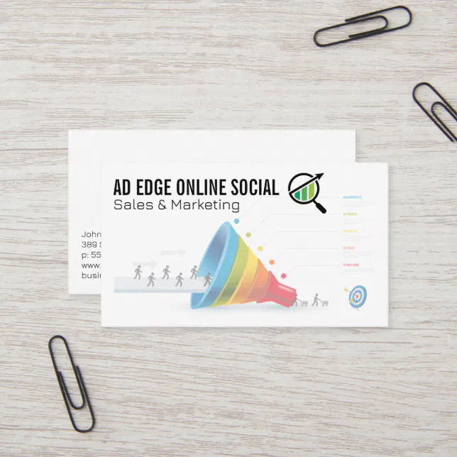 Sales Marketing Funnel Infographic Business Card | Zazzle