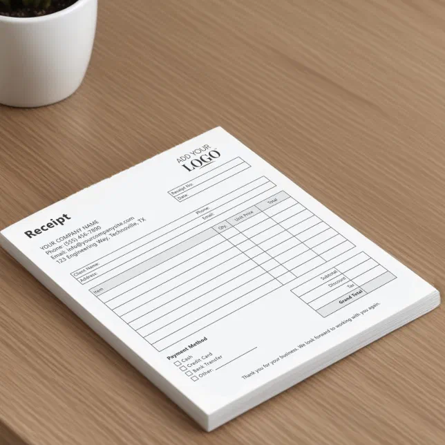 Sales Receipt Template | Minimalist Business Form Notepad | Zazzle