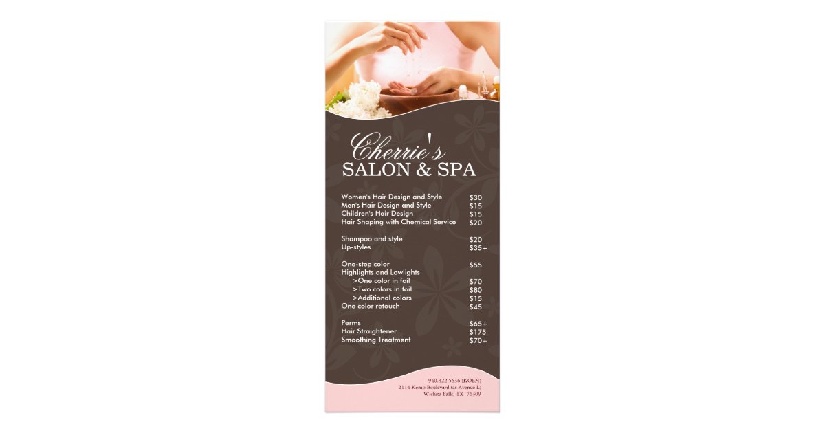 Salon and Spa Rack Card | Zazzle