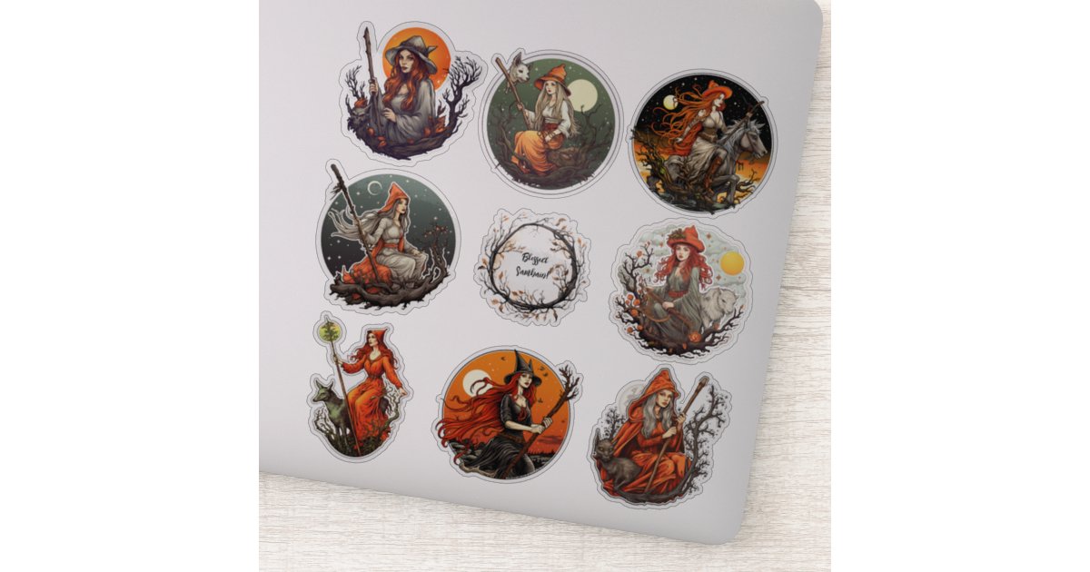 Samhain Pagan Vinyl Sticker Set | Zazzle