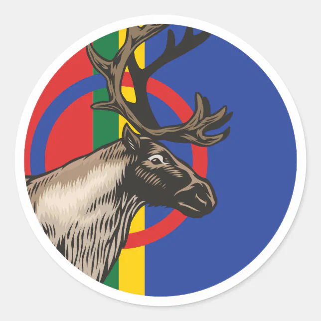 Sami Reindeer Saami National Animal Flag Classic Round Sticker | Zazzle