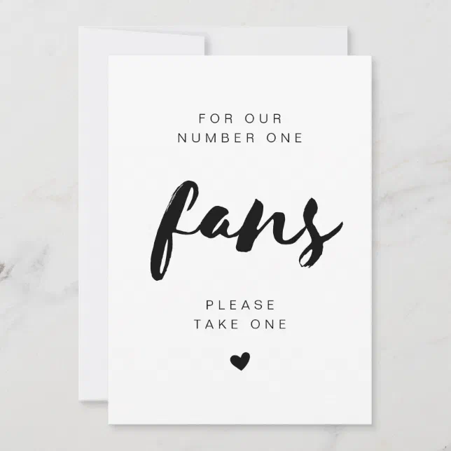 SAMMI Minimal Take A Fan Wedding Sign Invitation | Zazzle