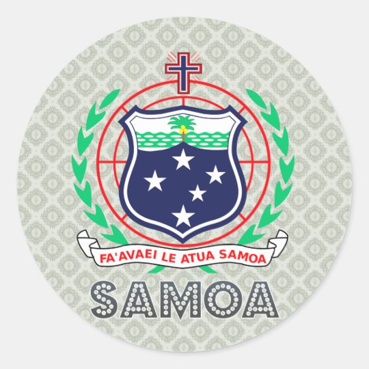Samoa Coat of Arms Classic Round Sticker | Zazzle.co.uk