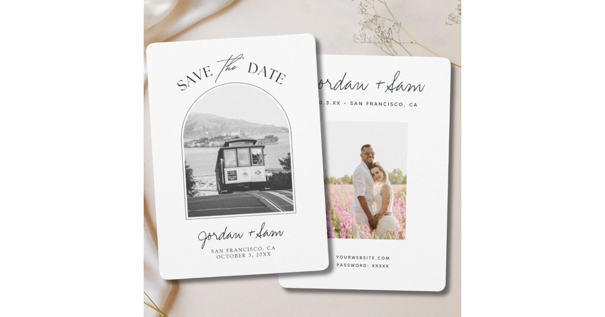 San Francisco Trolley Black & White Save the Date Invitation | Zazzle