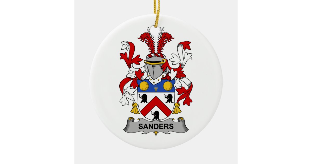 Sanders Family Crest Ceramic Tree Decoration | Zazzle