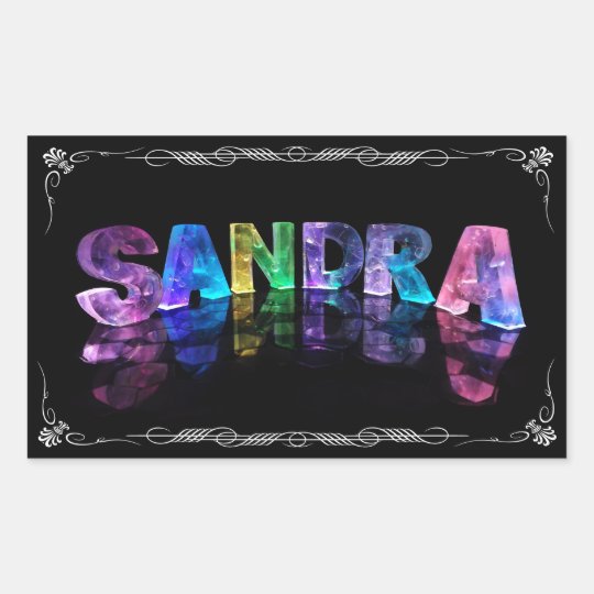 Sandra - The Name Sandra in 3D Lights (Photograph Rectangular Sticker ...