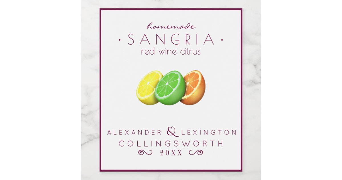 Sangria Red Wine Label | Zazzle