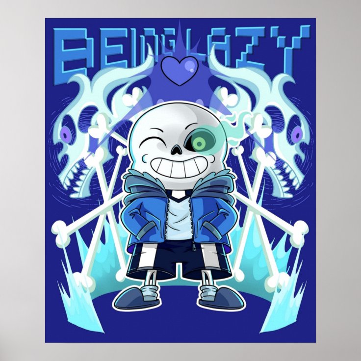 Sans Undertale Skeleton Cool Pixel Art Being Lazy Poster | Zazzle