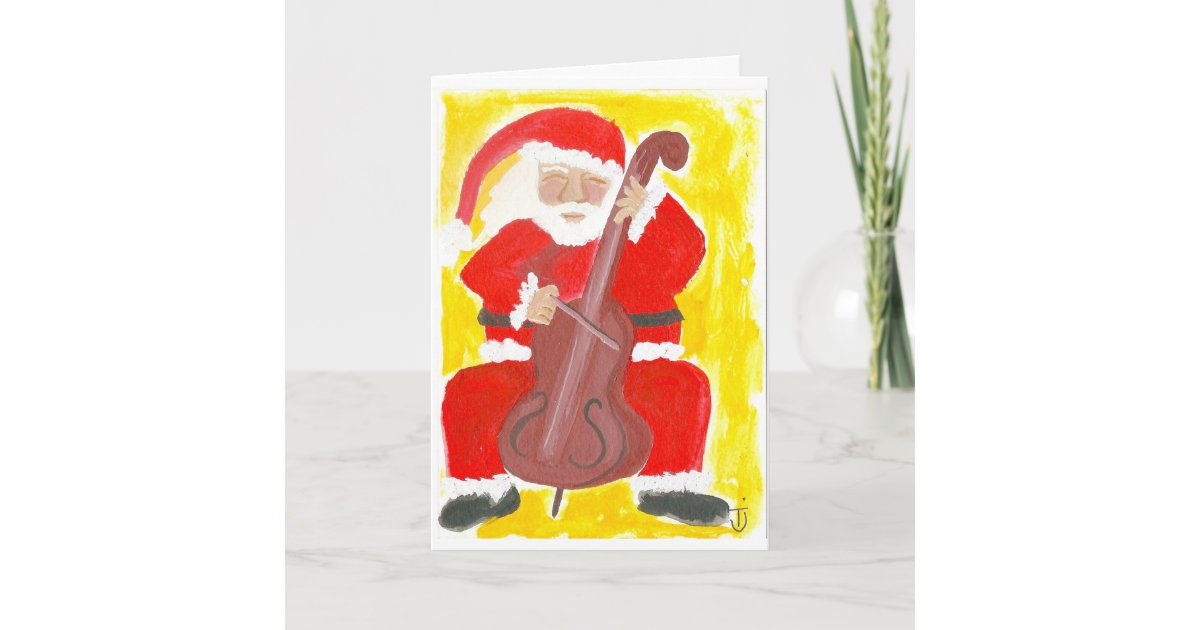 Santa Cello Christmas Card | Zazzle