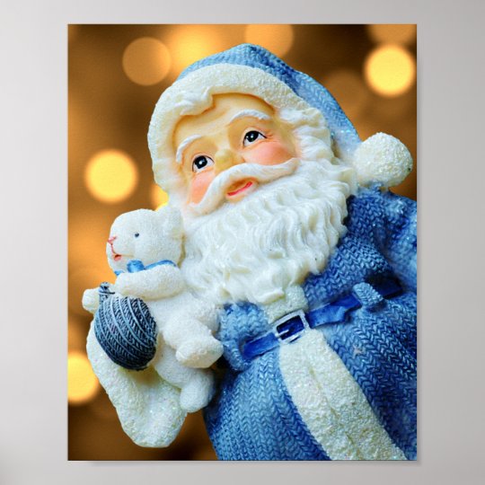 Santa Claus in a Blue Suit Poster | Zazzle.co.uk