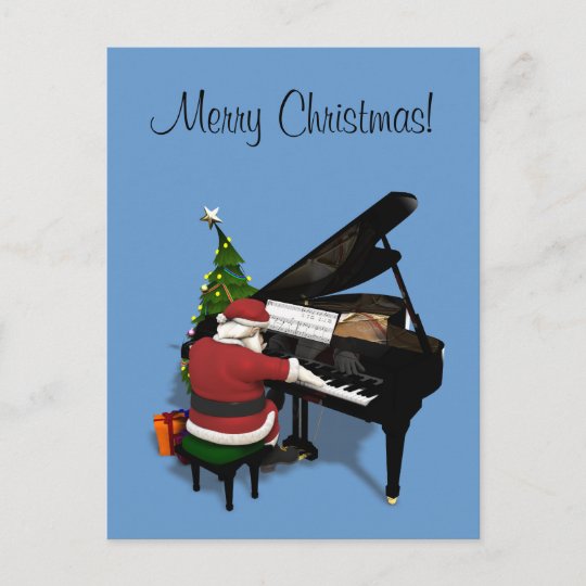 Santa Claus Playing Piano Holiday Postcard | Zazzle.co.uk