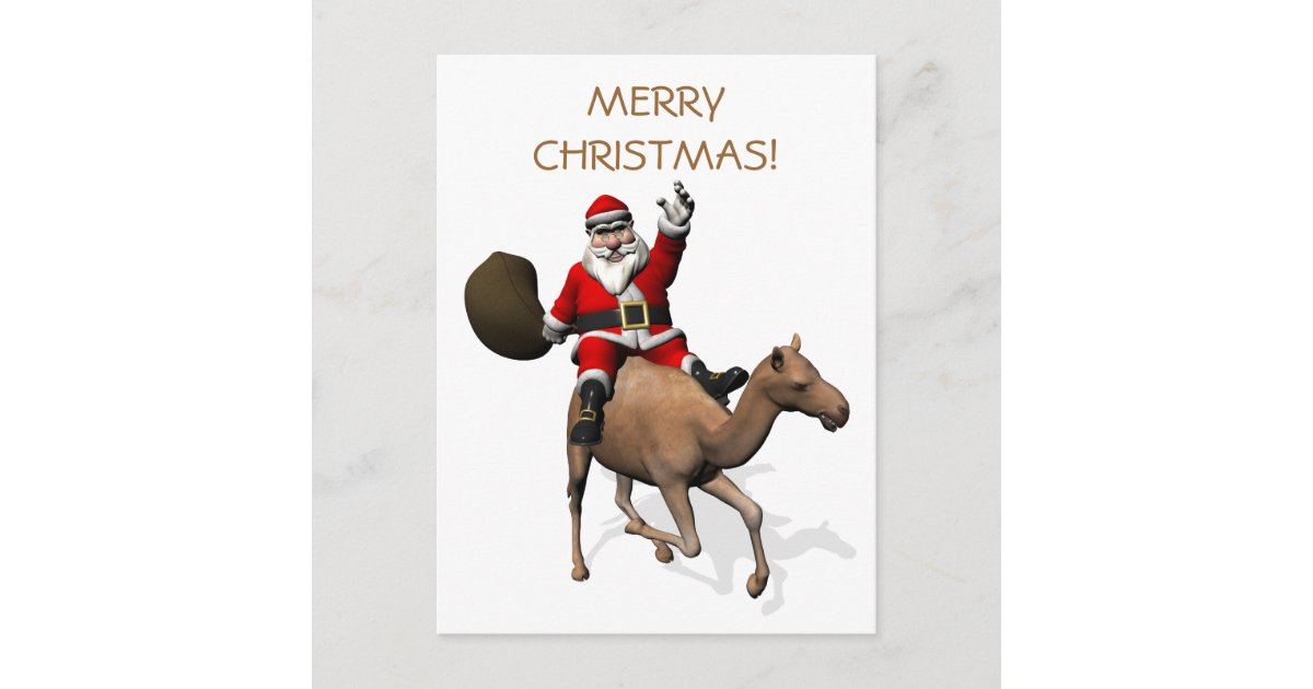Santa Claus Riding A Camel Holiday Postcard | Zazzle