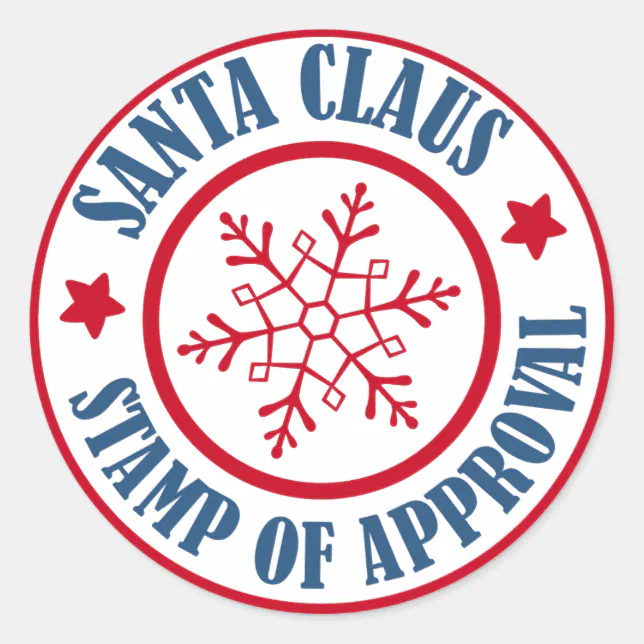 Santa Claus Stamp of Approval Classic Round Sticker | Zazzle