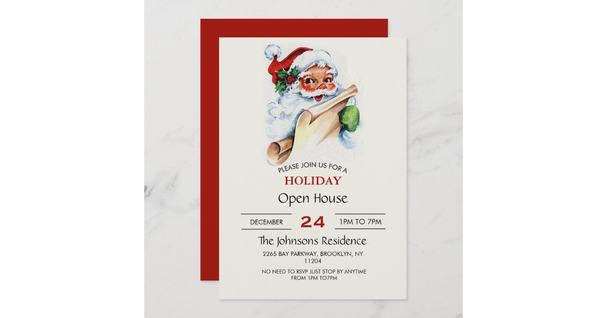 Santa Claus with his Christmas list scroll Invitation | Zazzle