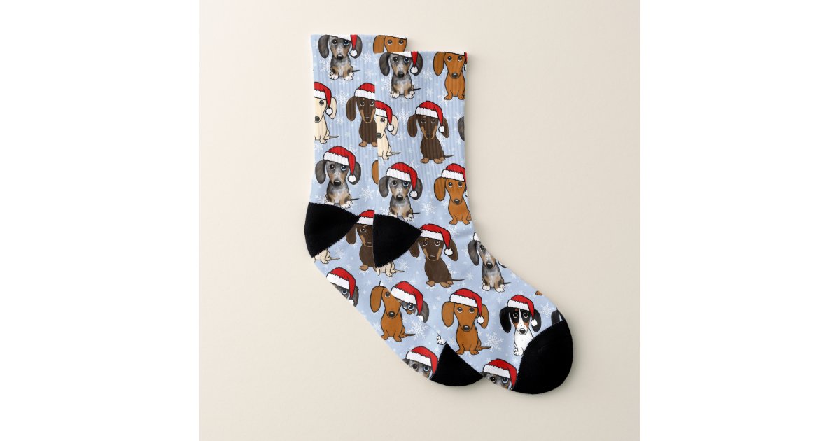 Santa Dachshunds Cute Wiener Dogs Christmas Socks | Zazzle
