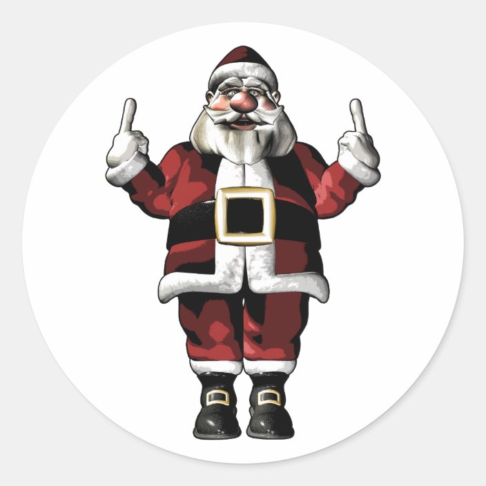 Santa Giving the Finger Classic Round Sticker | Zazzle.co.uk