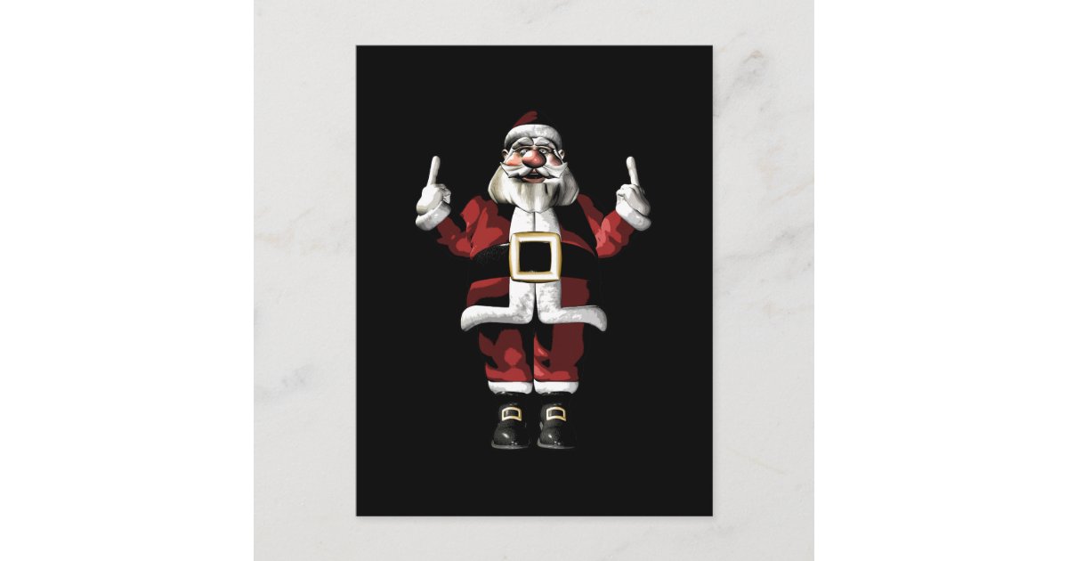Santa Giving the Finger Holiday Postcard | Zazzle