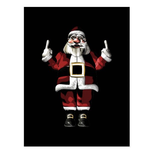 Santa Giving the Finger Postcards | Zazzle