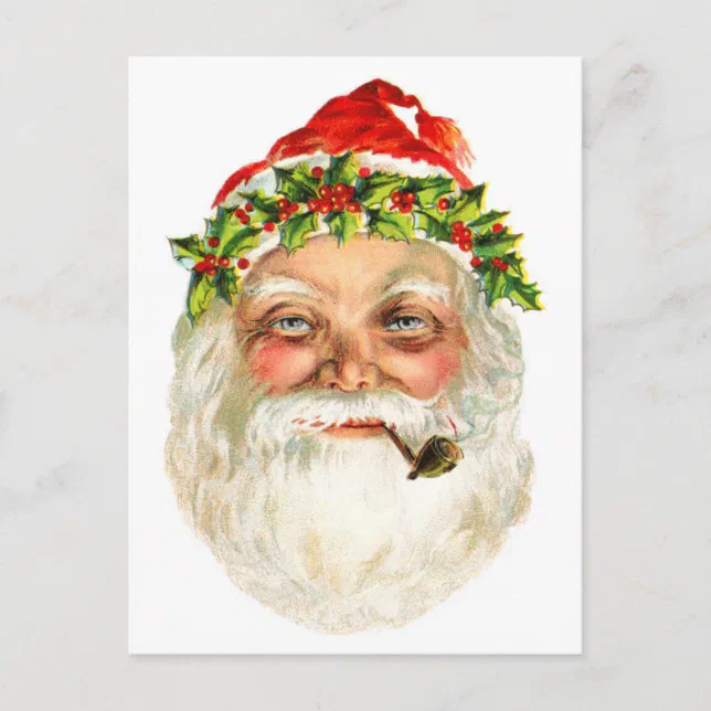 Santa Smoking A Pipe Holiday Postcard | Zazzle