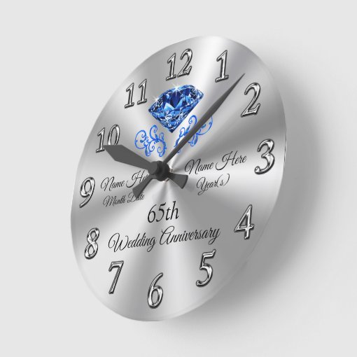 Sapphire 65th Wedding Anniversary Gift Ideas Clock | Zazzle