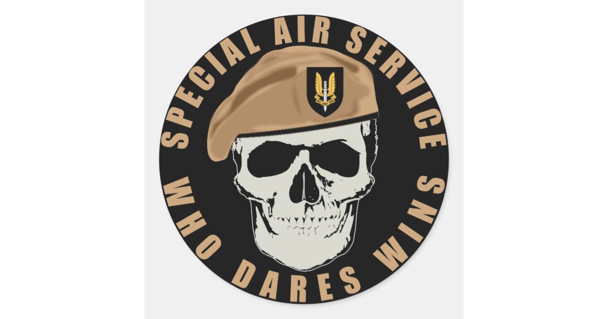 SAS Skull Classic Round Sticker | Zazzle